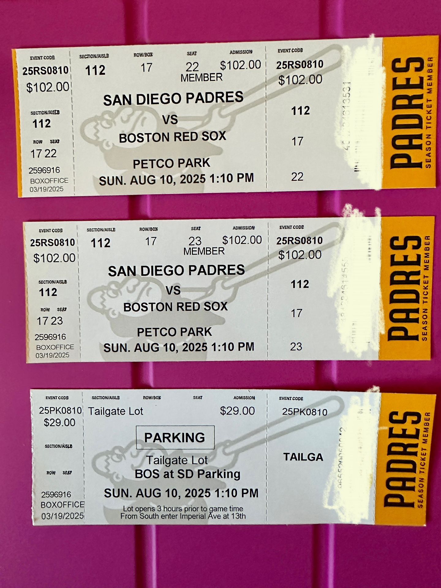 Padres tickets with parking ($150) for Sale in Chula Vista, CA - OfferUp
