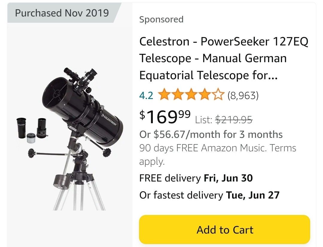 Telescope Celestron Powerseeker 127eq for Sale in Big Bear, CA - OfferUp