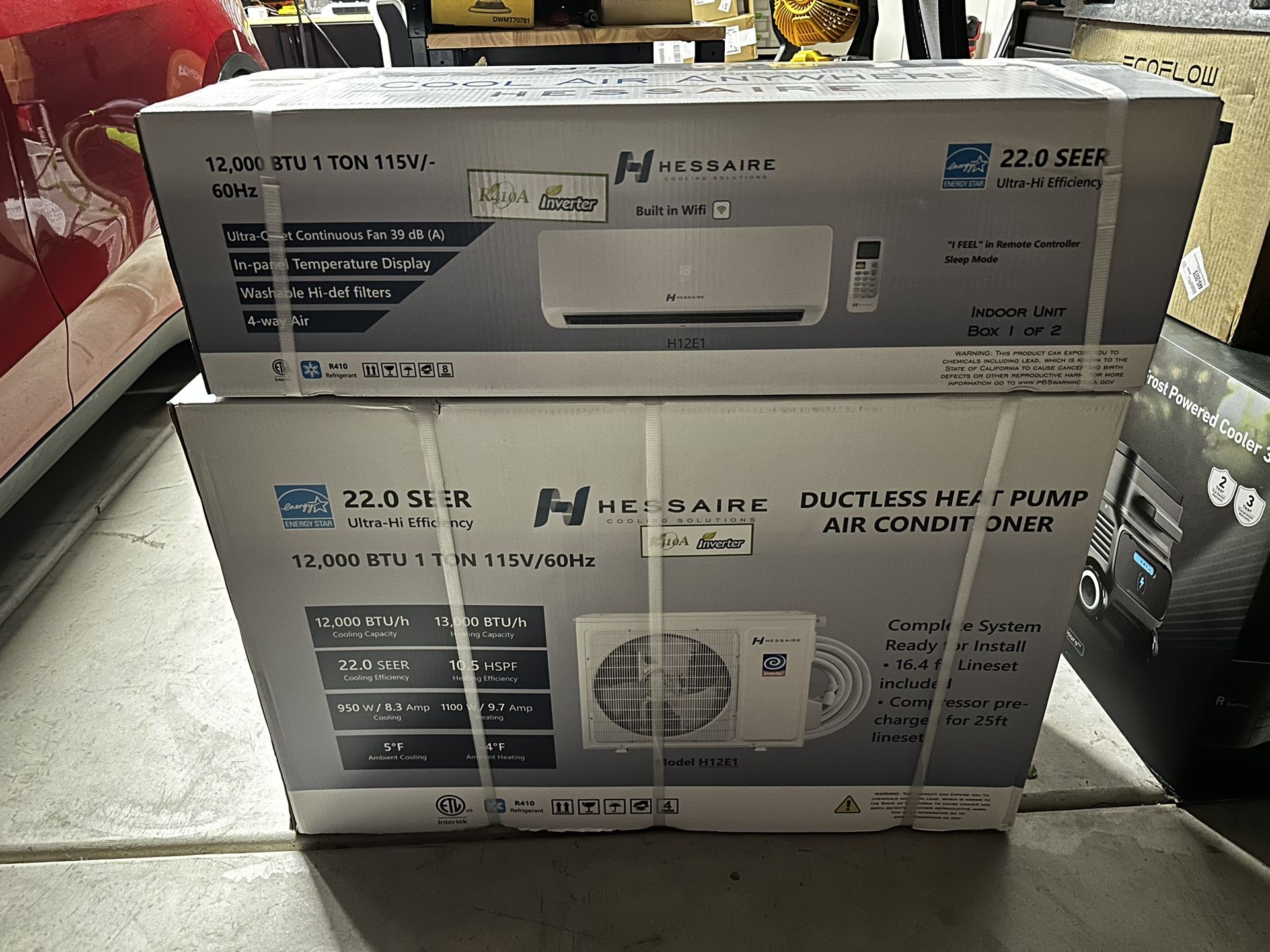 Hessaire Diy 22 5 Seer 12 000 Btu Wi Fi 1 Ton Ductless Mini Split Air