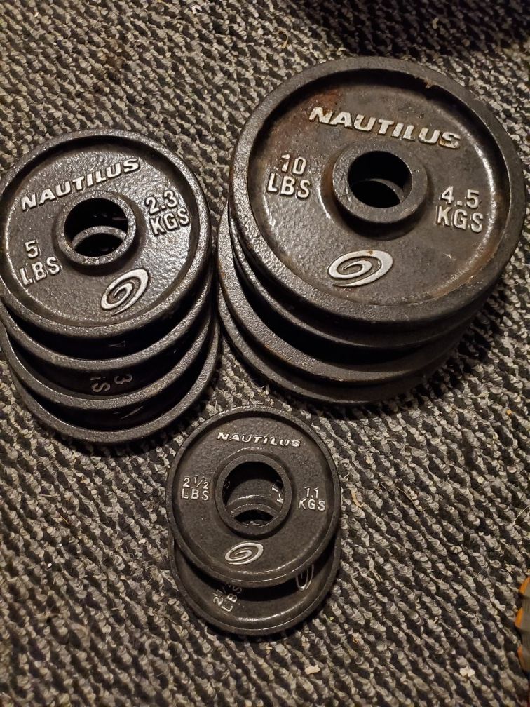2-2.5lb 4-5lb 4-10lb Nautilus olympic weight plates (65lbs weights) for ...