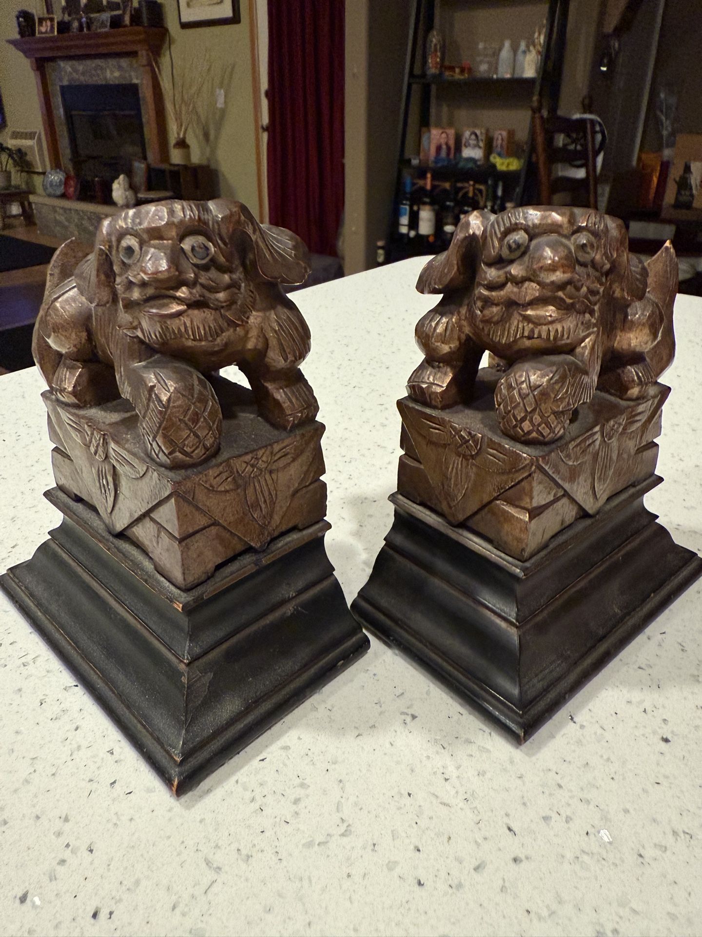 Vintage Bookends Wooden Carved Foo Dogs - Great Quality and Details for ...