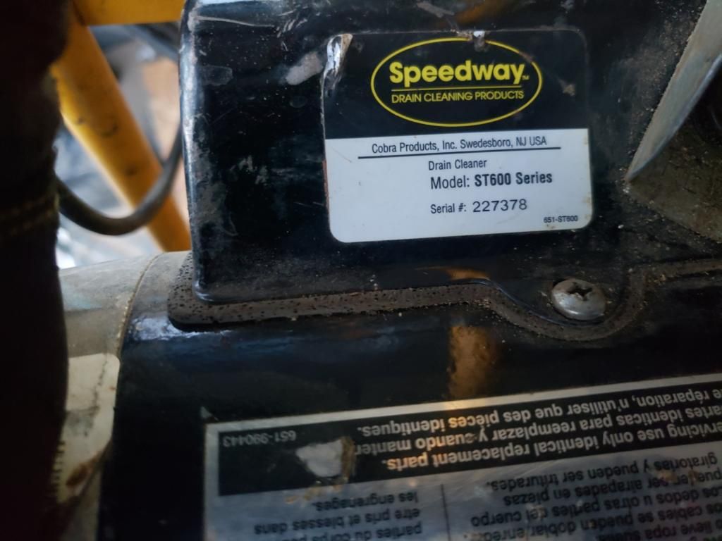 REDUCED $$. Speedway ST600 Commercial Drain Cleaning Machine for Sale ...