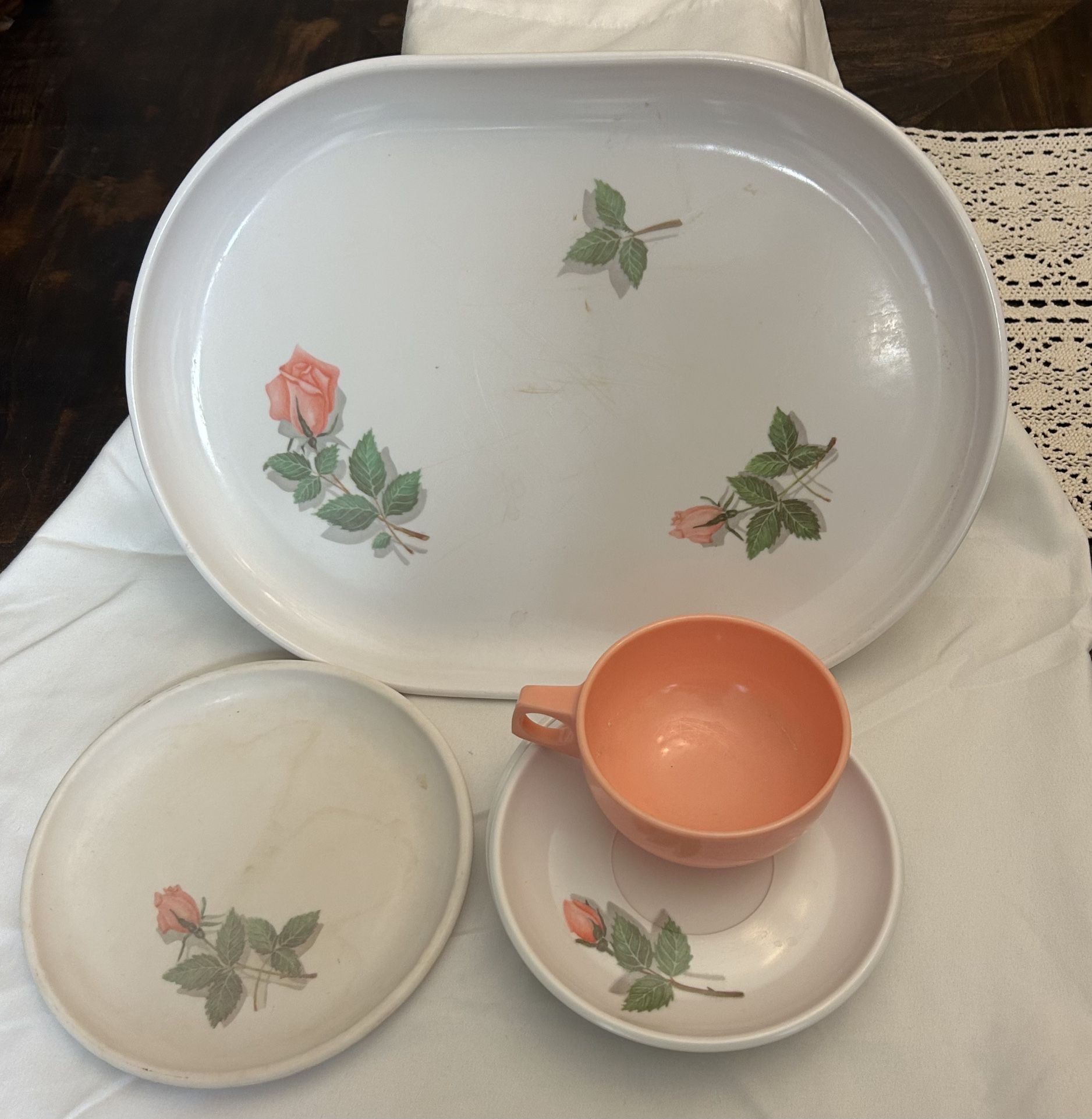 Harmony House Cataline Rose Melmac Dishes, 6 pieces for Sale in Coffee ...