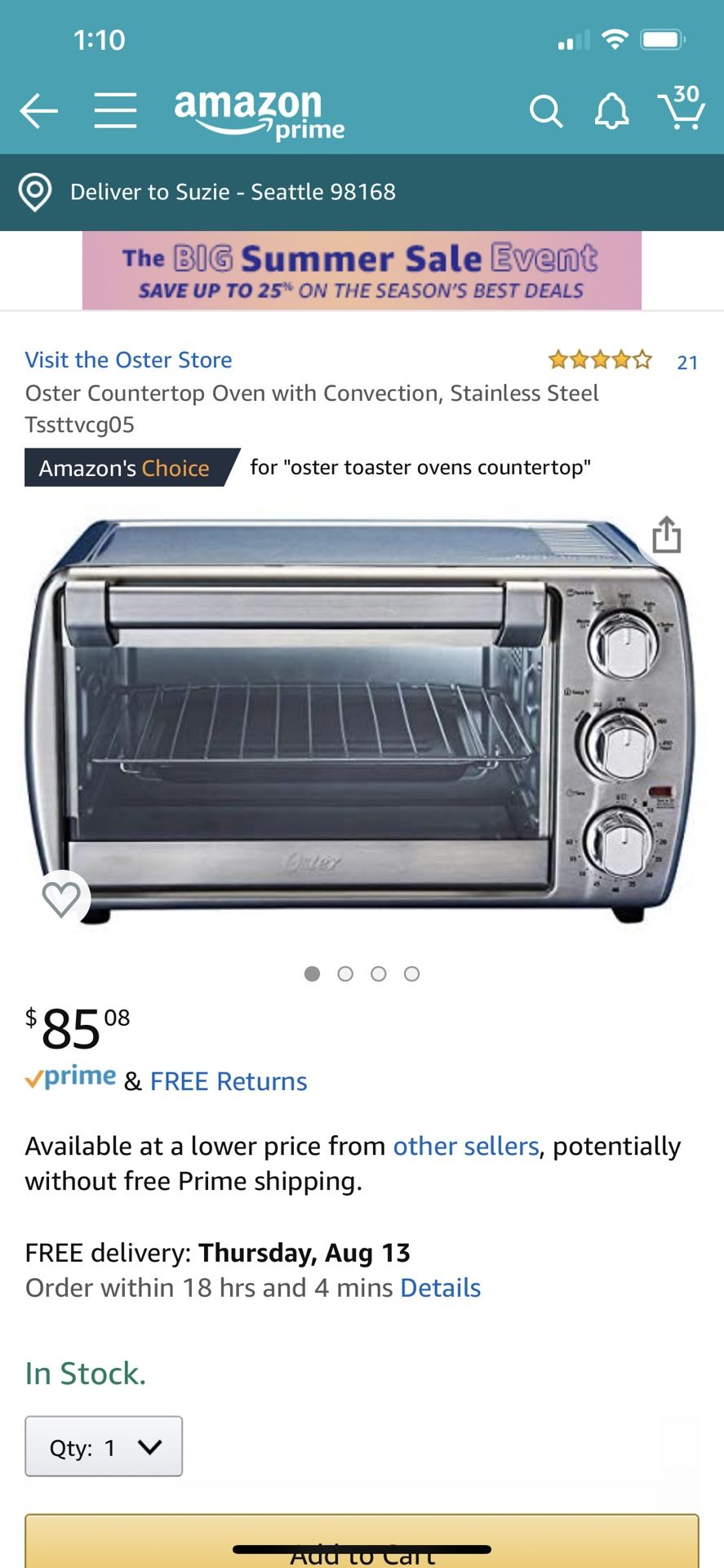 Oster Countertop Oven With Convection Stainless Steel Tssttvcg05 at ...