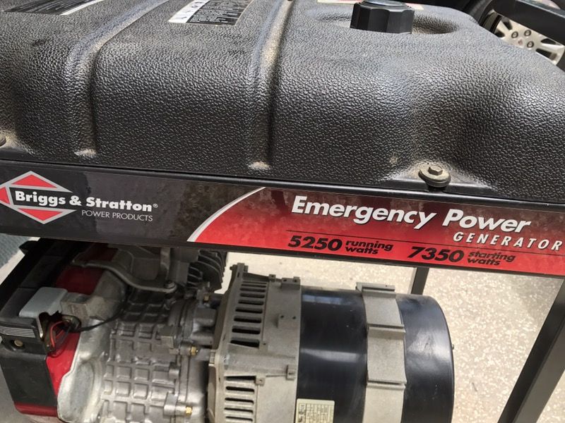 Briggs and Stratton Generator 5250 running Watts/7350 starting Watts ...