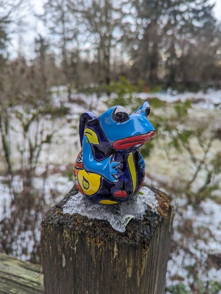 Vintage hand-painted colorful Talavera Mexican pottery frog pitcher ...