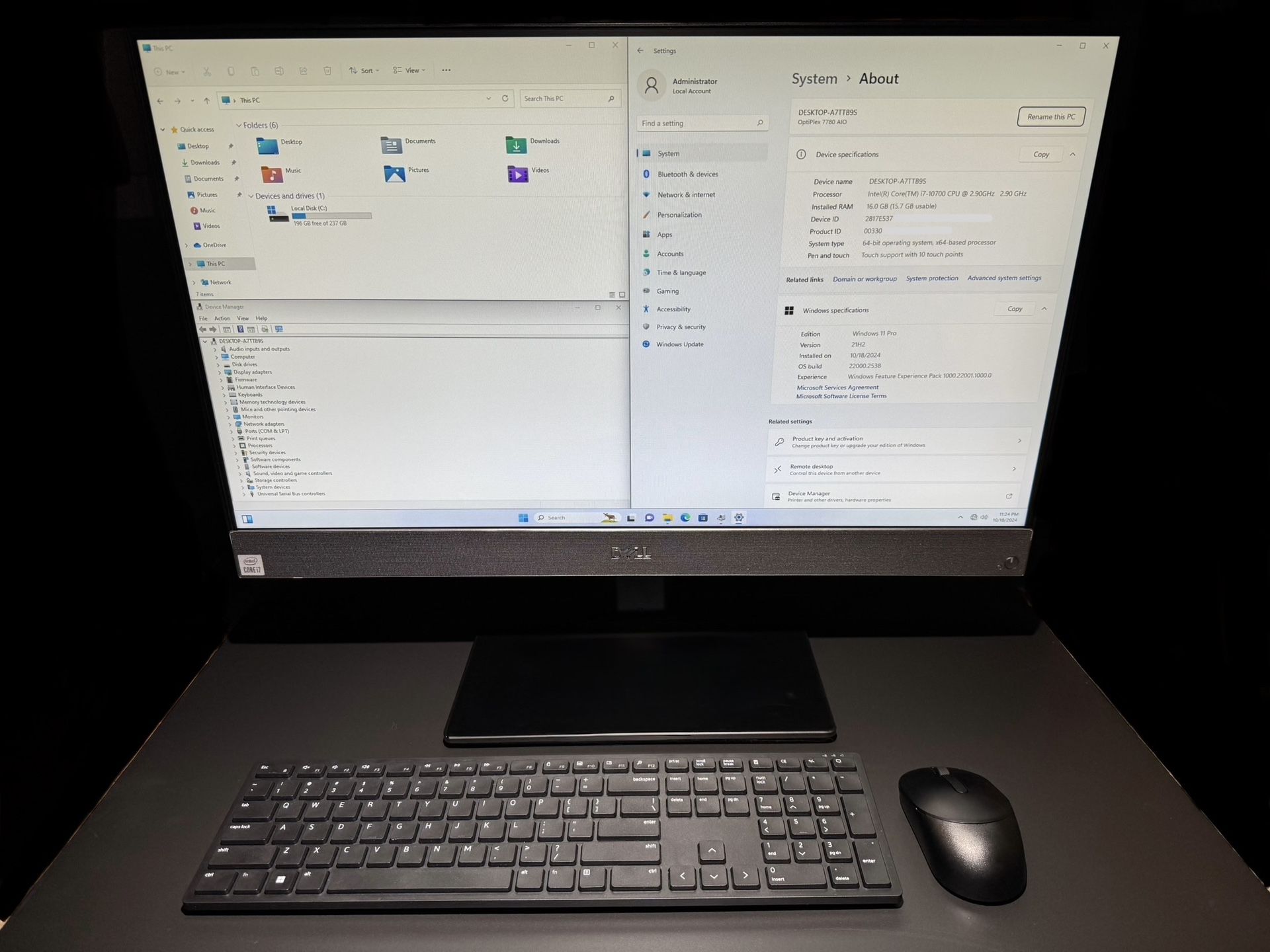 DELL OPTIPLEX 7780 ALL IN ONE 27" TOUCHSCREEN i7, 16GB DDR4, 256GB SSD ...