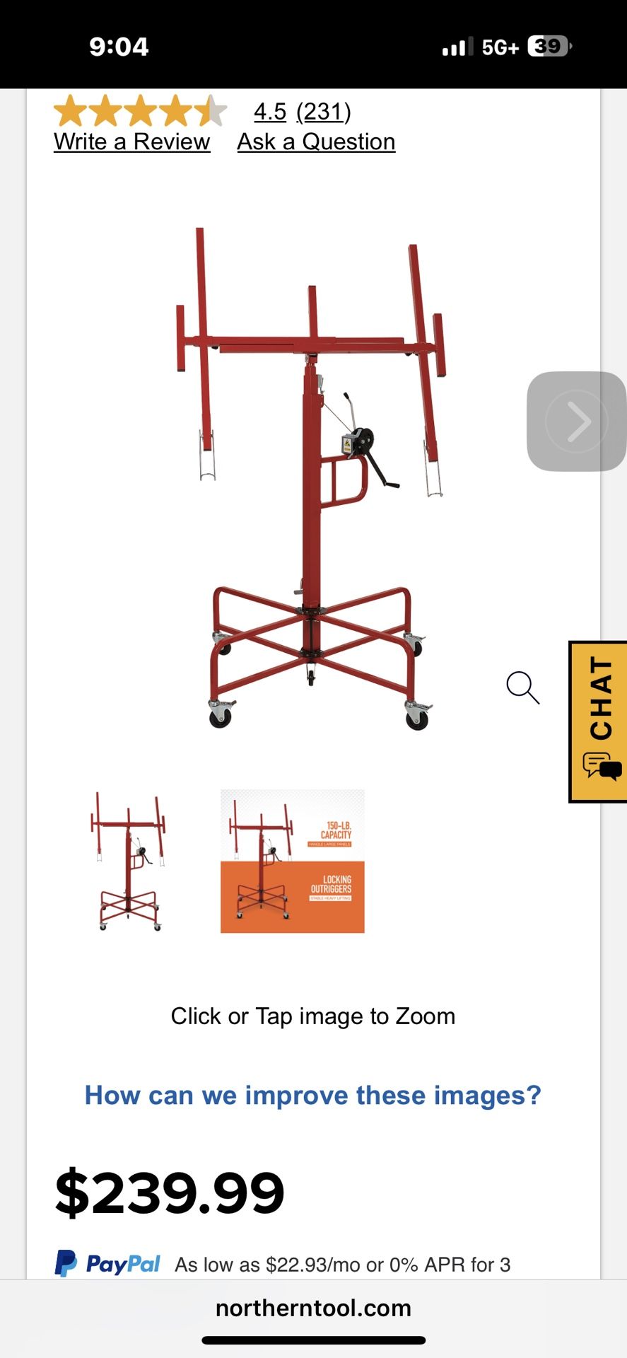 Ironton Drywall and Sheetrock Panel Lift Hoist, 150-lb. Capacity, 11ft ...