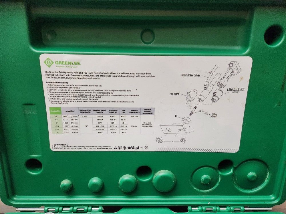 Hydraulic Knockout Kit with Hand Pump and Slug-Buster for Sale in ...
