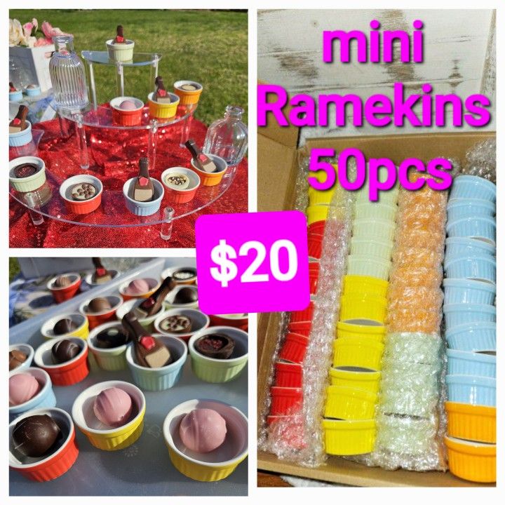 50 Pcs Mini Ramekins 1 oz for candy, chocolates, desserts,nuts, jam ...