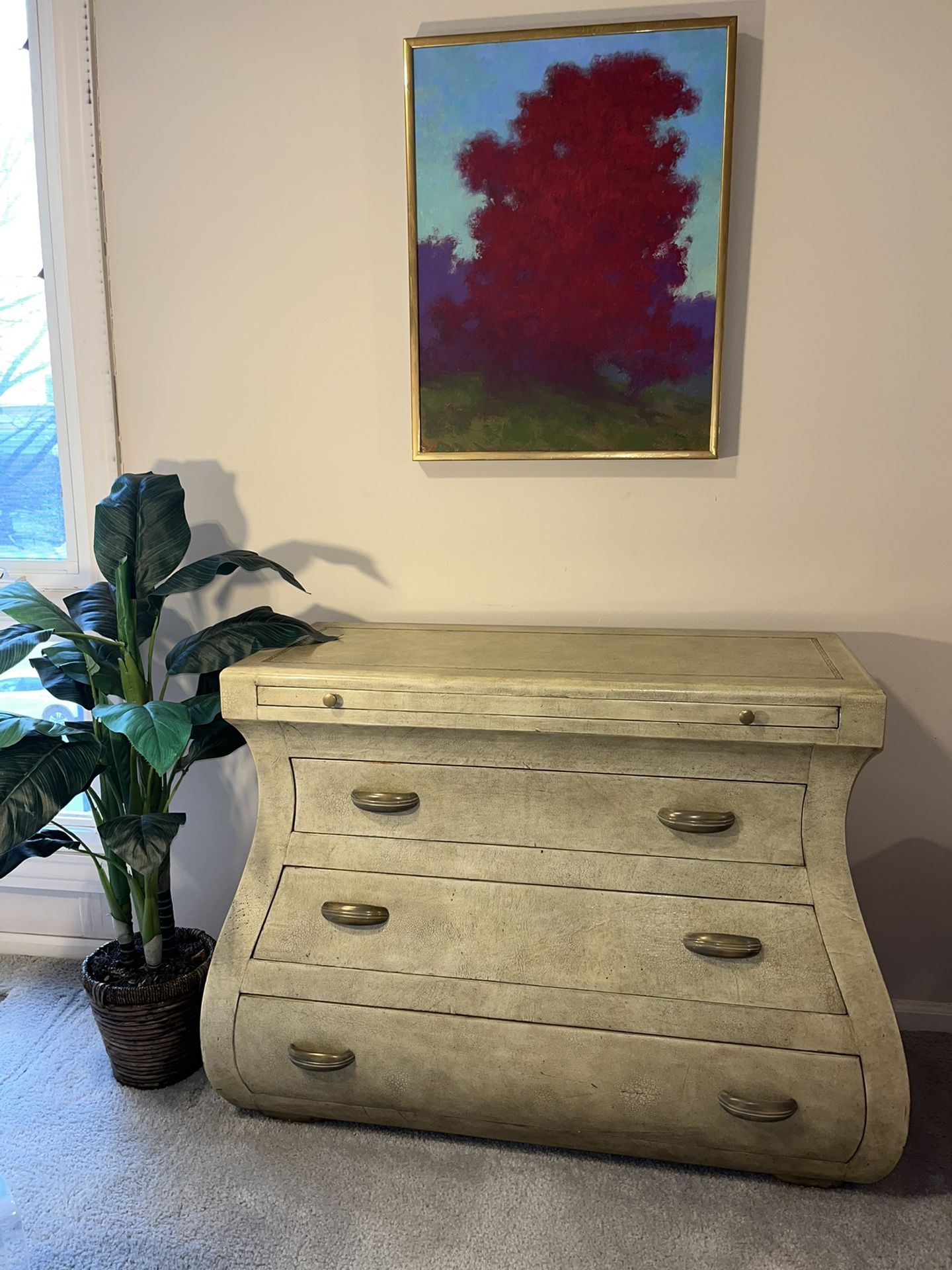 Beautiful Modern Design Leather Wrapped Chest w/ pullout Copper Tray ...