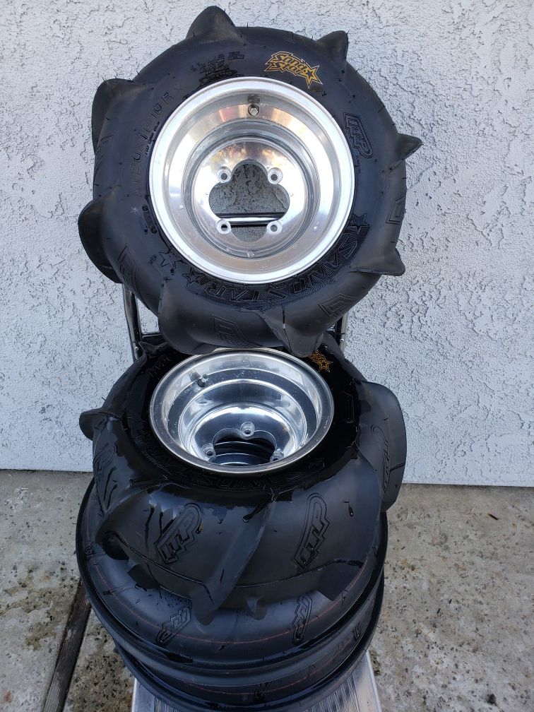 ITP SANDSTAR PADDLE & DUAL RIB QUAD ATV SAND DUNE TIRE & WHEEL SET for ...