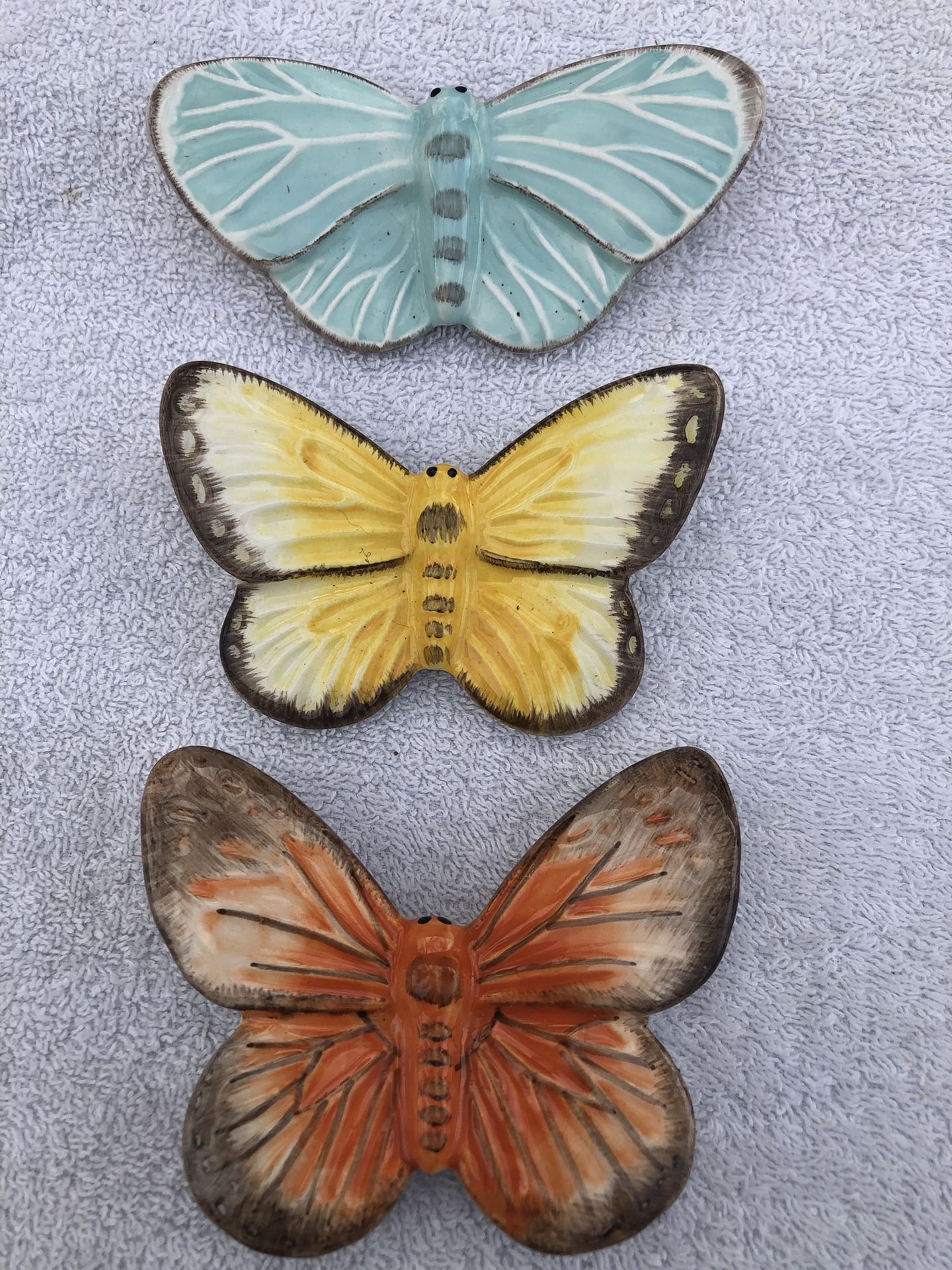 3 Colorful Ceramic Butterflies Wall/Plant Decor pick up OB for Sale in ...
