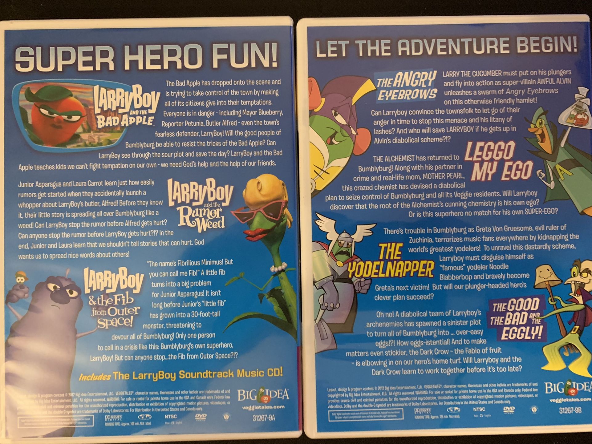 VEGGIETALES LarryBoy SUPER HERO Power Packs Volumes 1 & 2 (DVD) for ...
