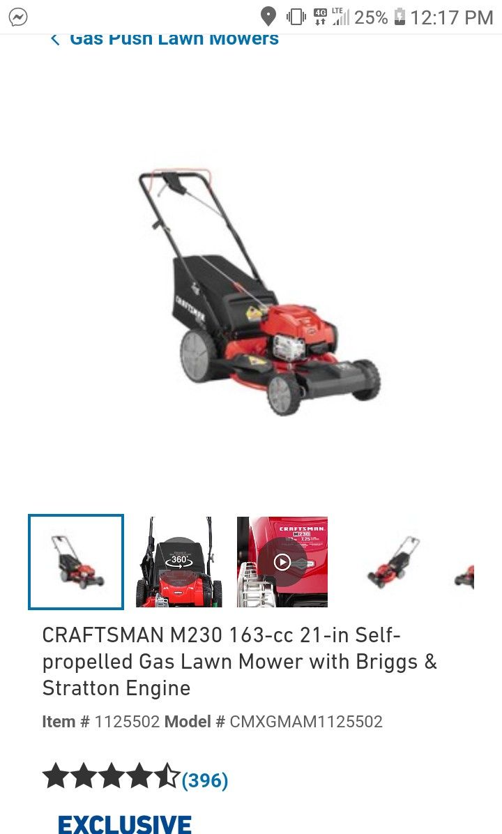 Craftsman m230 163cc 21in self propelled lawn mower for Sale in Edmond ...