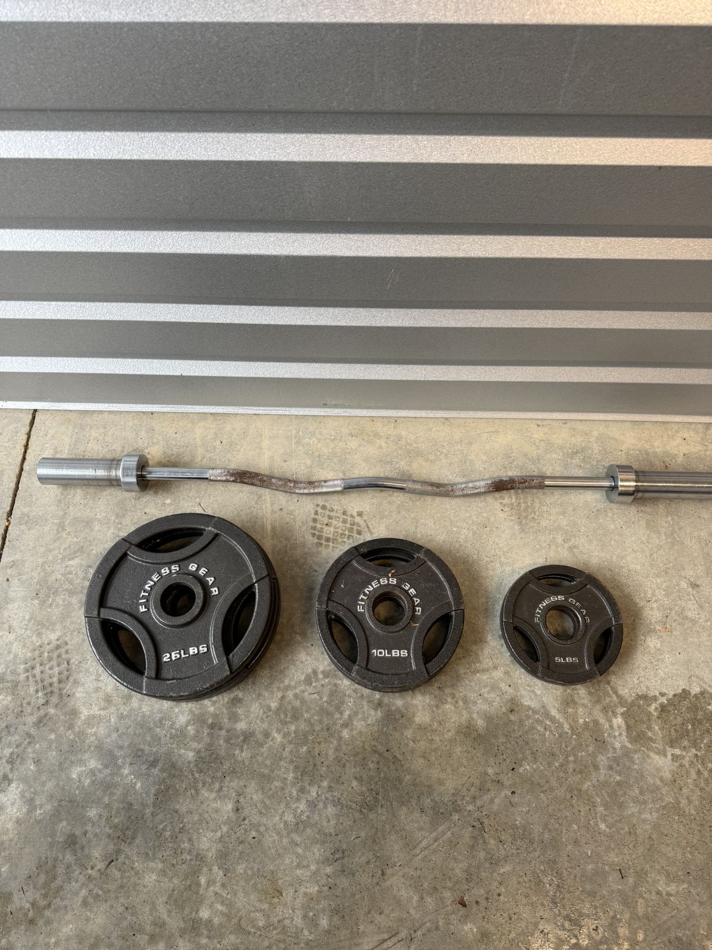 EZ Curl Barbell Set with Plates – 100 lbs Total – Great Condition ...