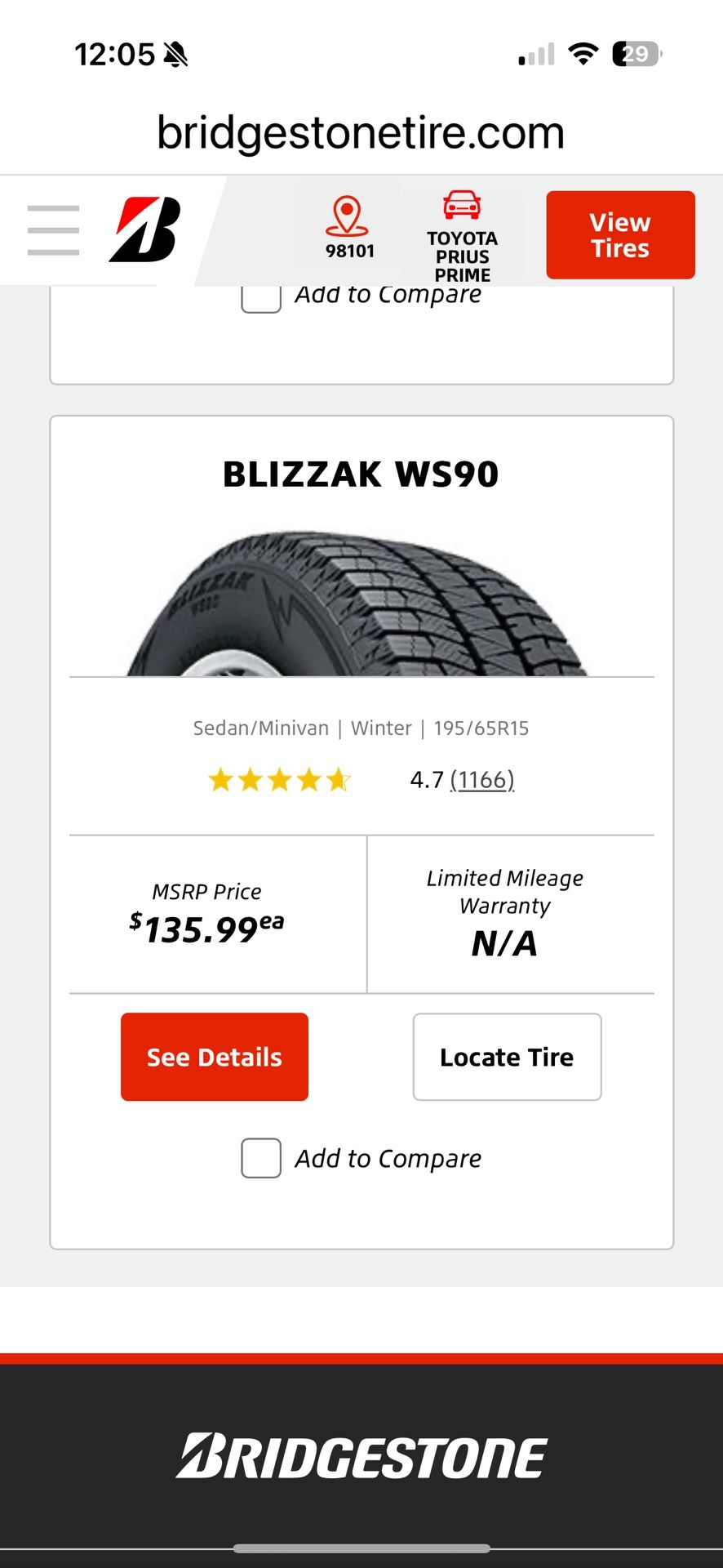 Blizzak ws90 Turns Prius Into Snow Car for Sale in Seattle, WA - OfferUp