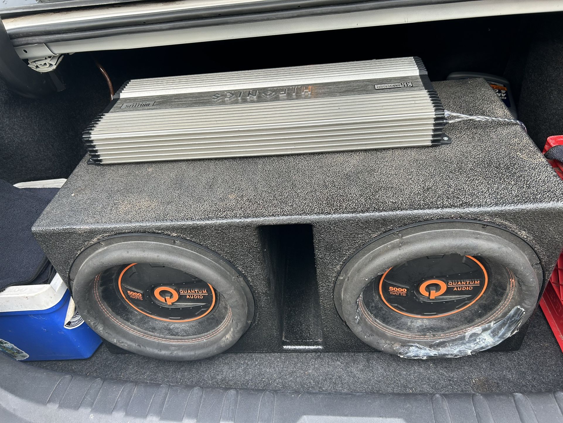 12” Quantum Audio Subs And Box / 4k Hifonics Amp Monoblock for Sale in ...