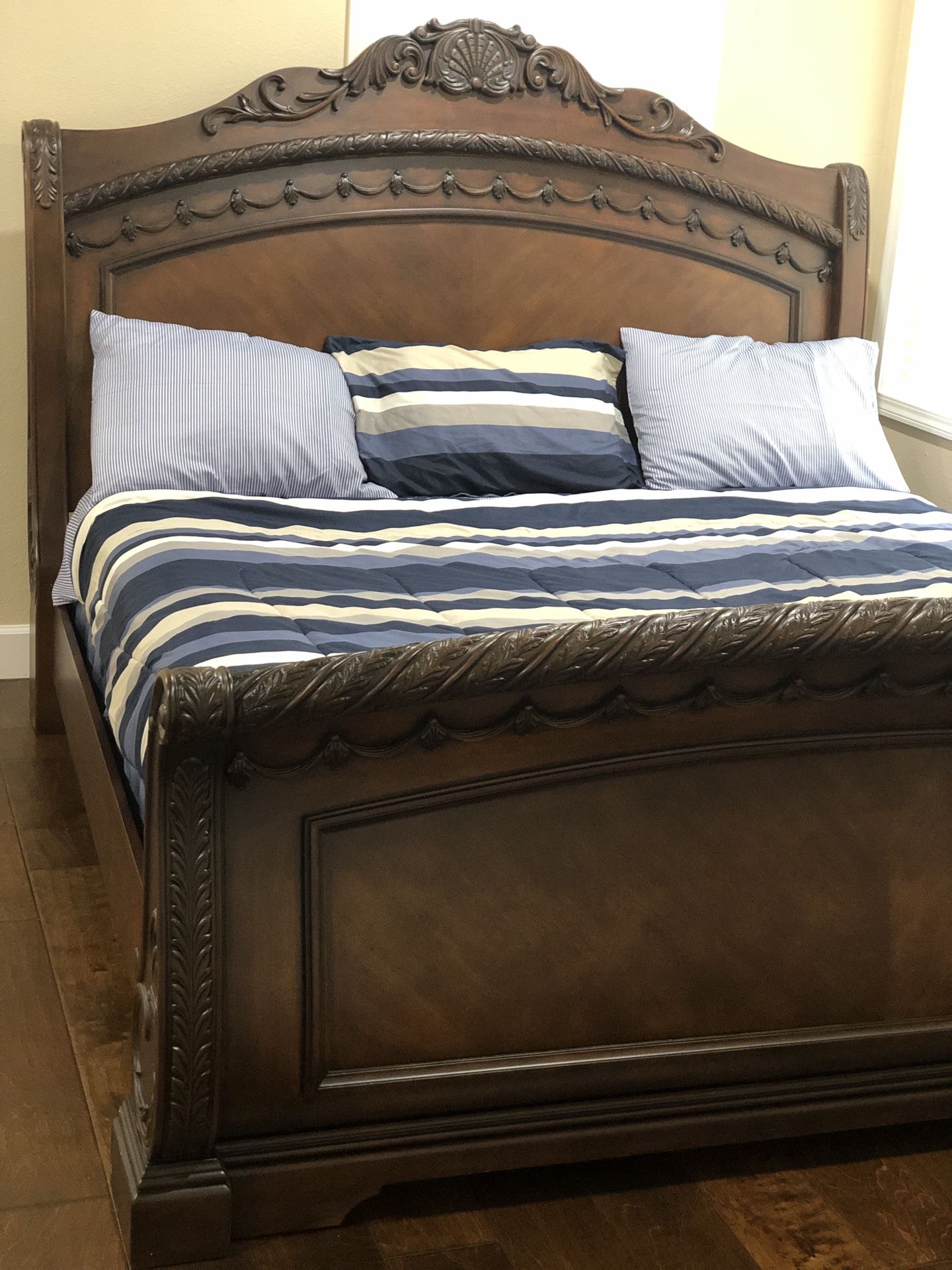 Ashley North shore sleigh Cal-King bed frame for Sale in Dublin, CA ...
