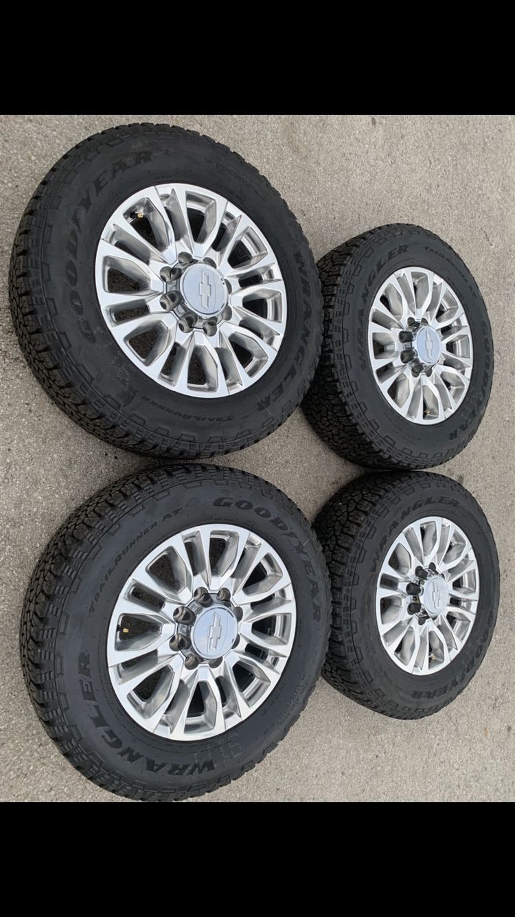 New 20” Chevy High Country Rims And Goodyear All Terrain Tires 8 Lug ...