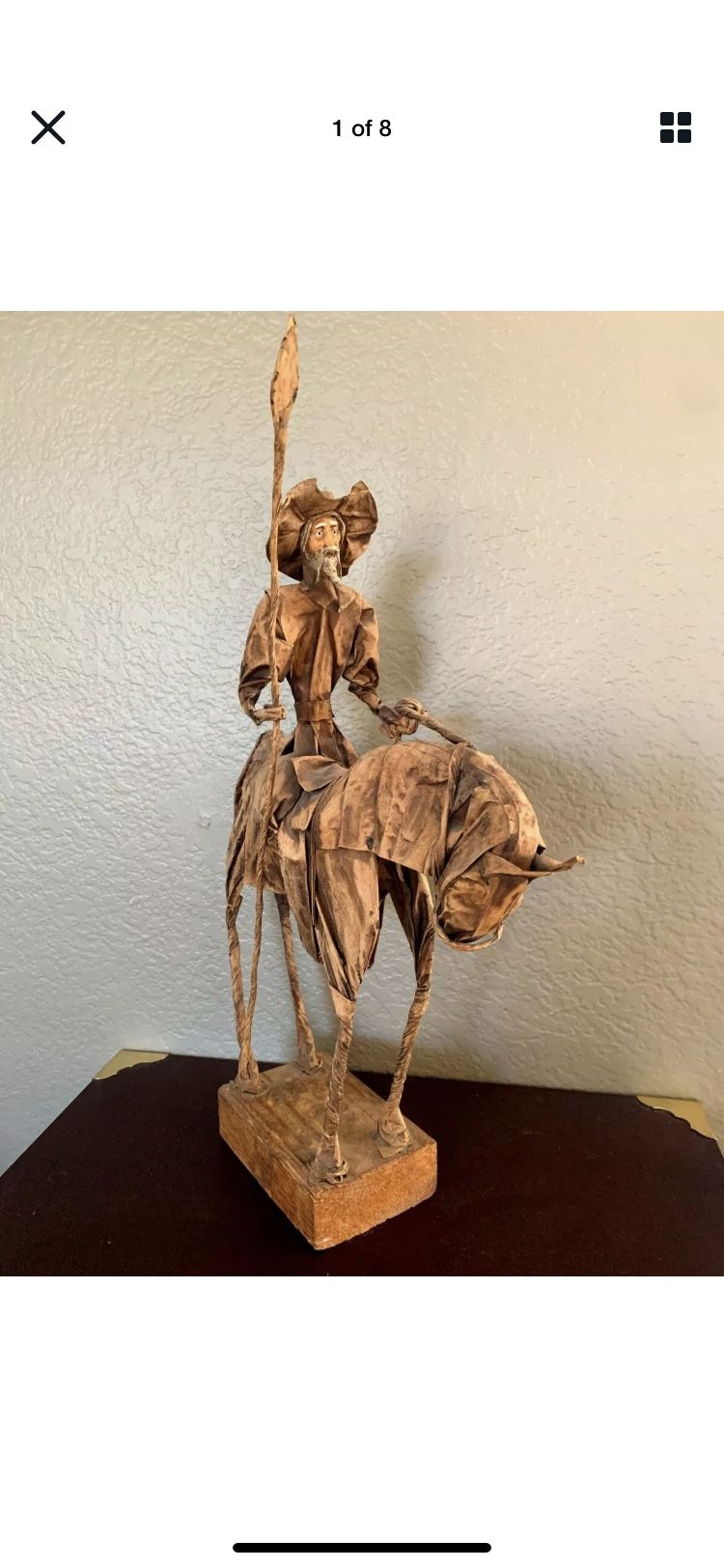 Vintage Mexico Folk Art Paper Mache Figure Man Warrior On Horse with ...