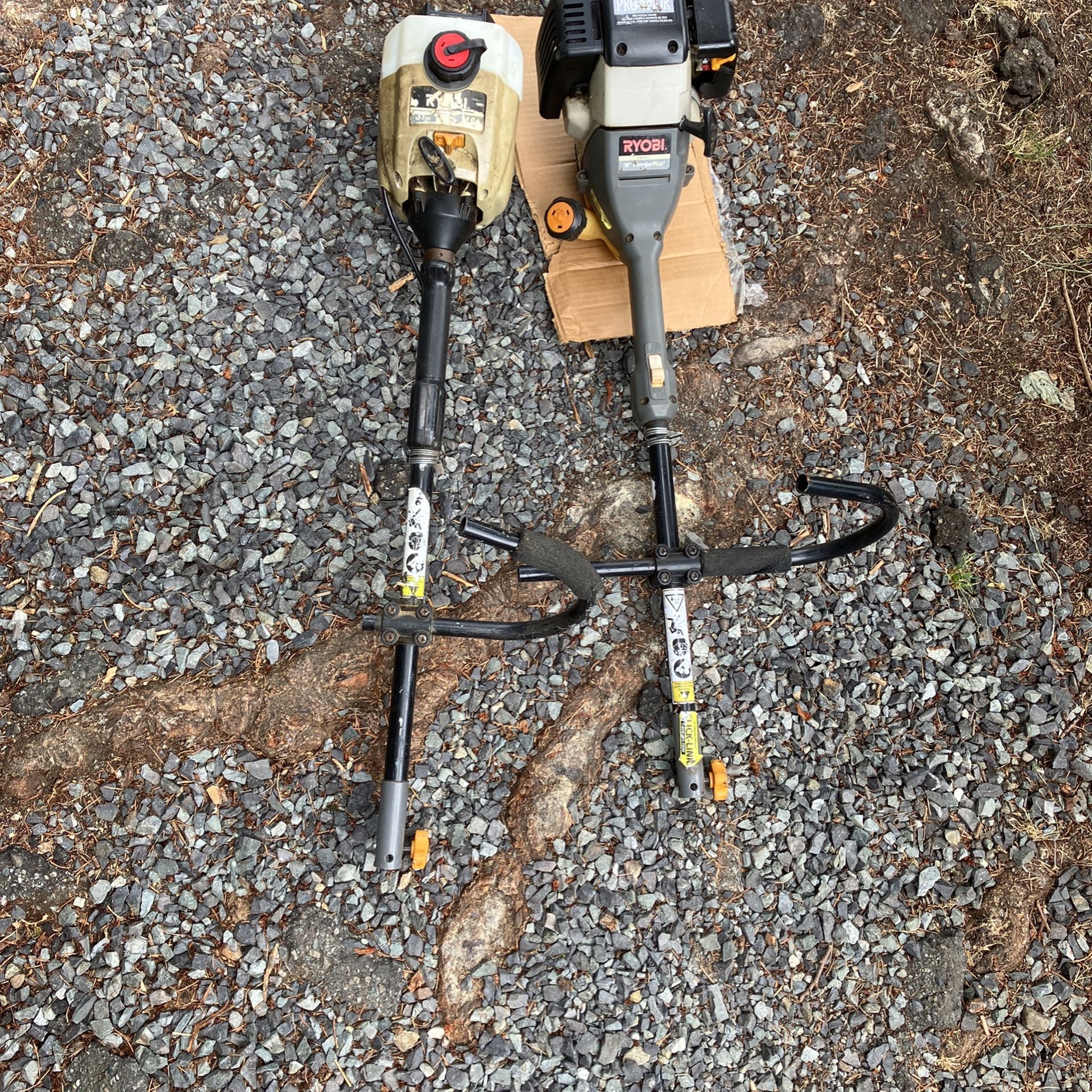 Two Ryobi Power Heads Attachment Capable String Trimmer Weed Whacker ...