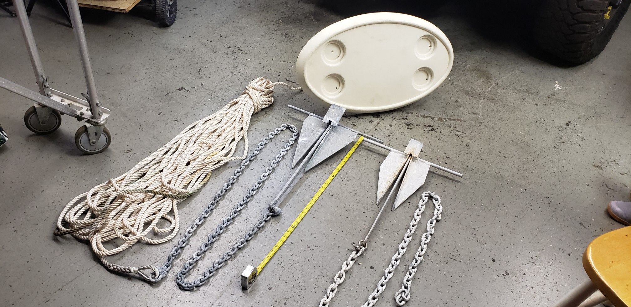 two anchor ,boat table ,130 ft rope for Sale in Hollywood, FL - OfferUp
