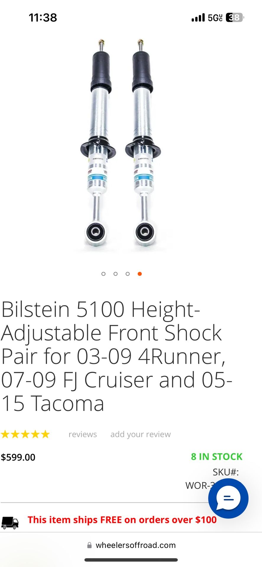 Bilstein 5100 Front shock with OME springs 4runner Tacoma FJ Cruiser ...