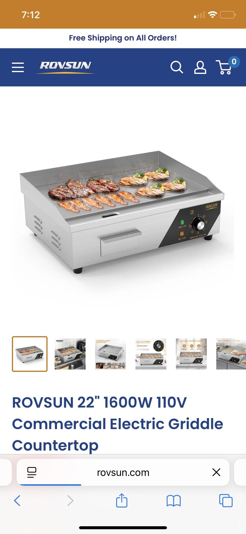 ROVSUN 22" 1600W 110V Commercial Electric Griddle Countertop for Sale ...