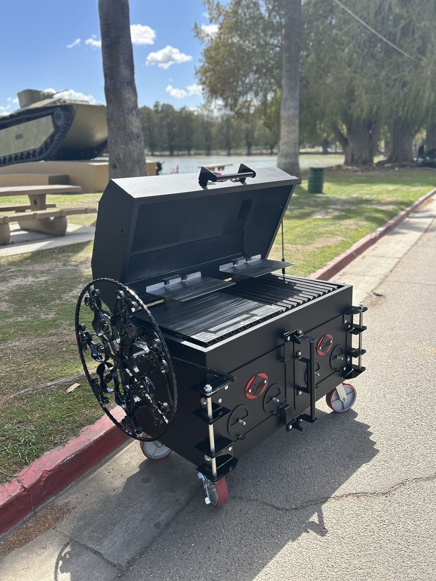 Smoker/ Santa Maria Hybrid, Smoker, Grill, BBQ, Wood Fire, Charcoal for ...