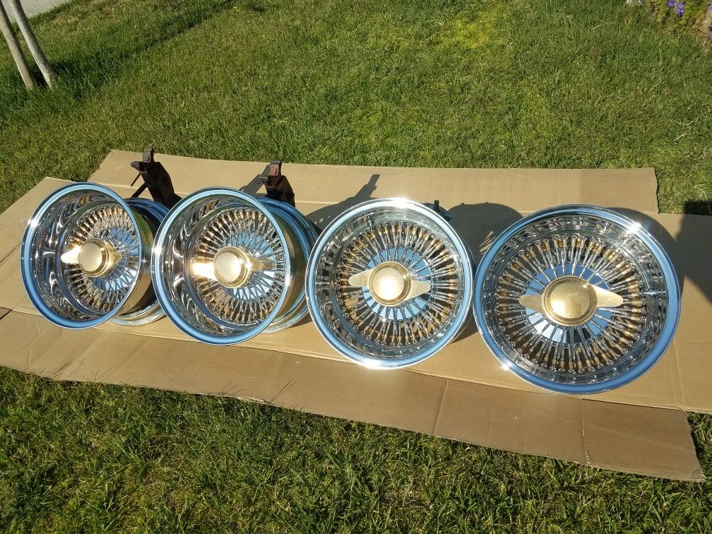 13x7 Daytons gold nipples Dayton dog ear knockoffs 155/80/13 white wall ...