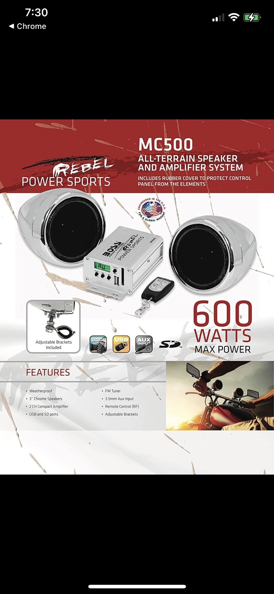 Motorcycle - ATV Speaker and Amplifier System for Sale in Chula Vista ...