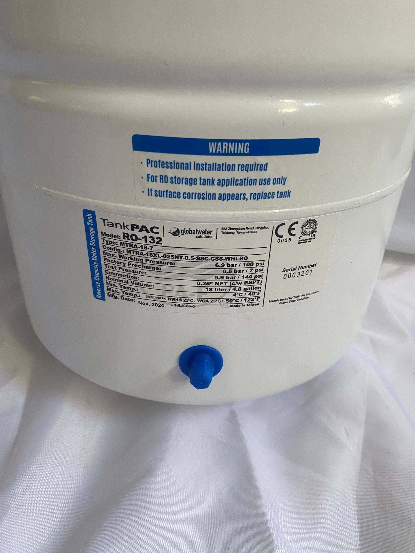 Heavy Duty 4.4 Gallon @100 PSI RO (Reverse Osmosis) Water Storage Tank ...