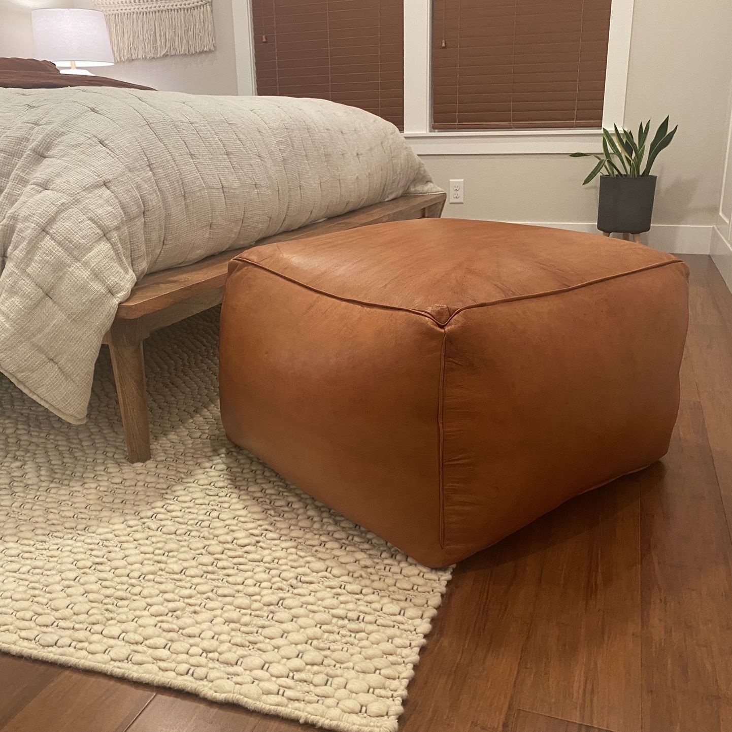 Minda Living Real Leather Ottoman Pouf for Sale in Woodland WA OfferUp
