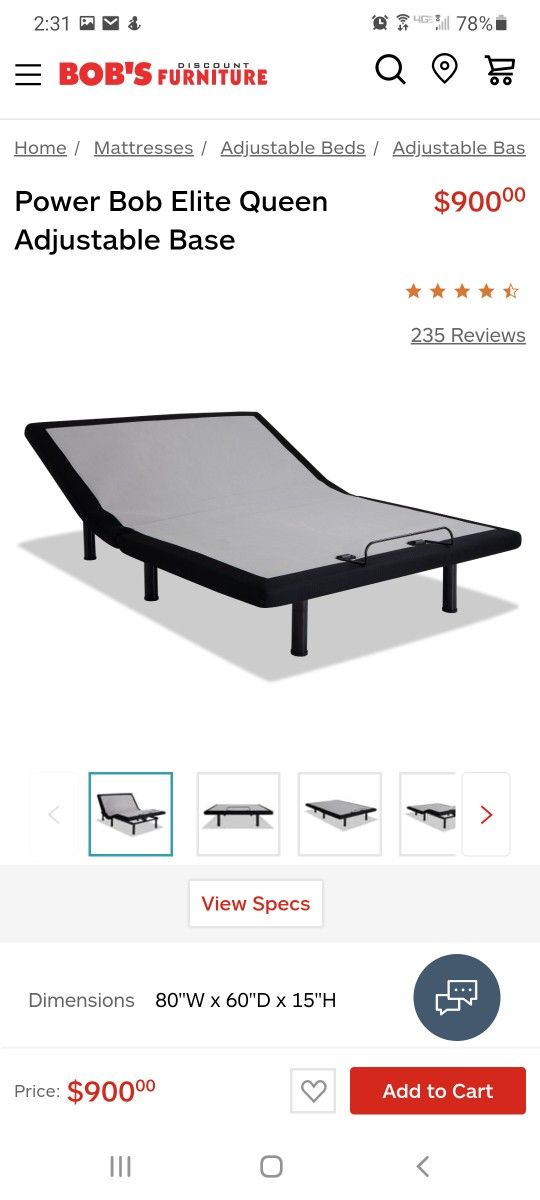 Used Power Bob Elite Queen Adjustable Base With Copper Matress for Sale ...