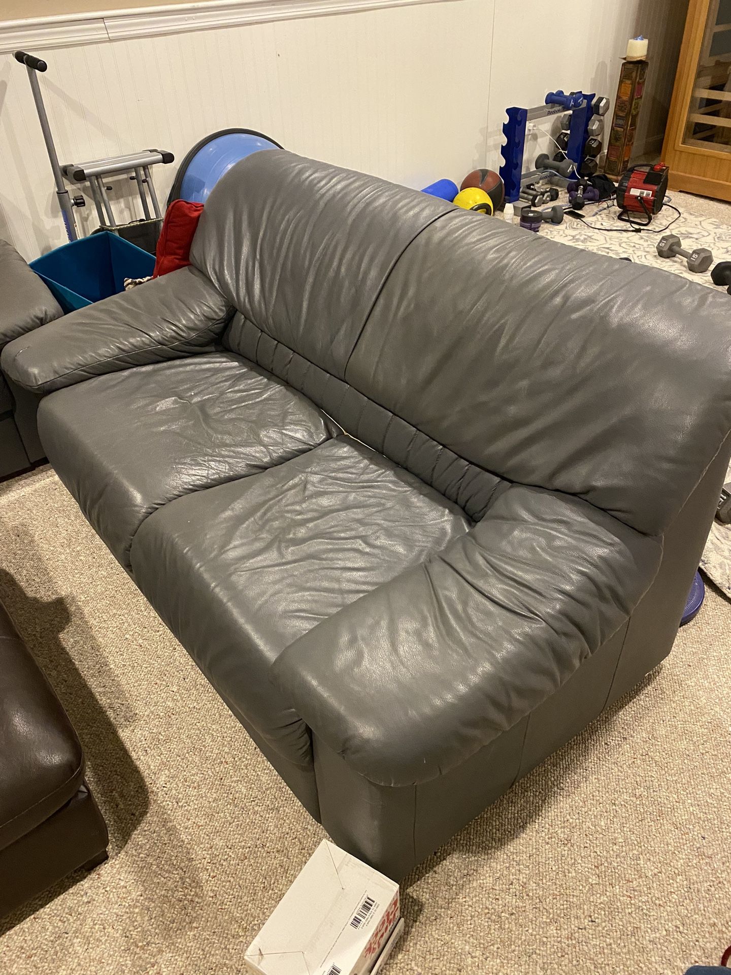 Vintage Grey Leather Sofa