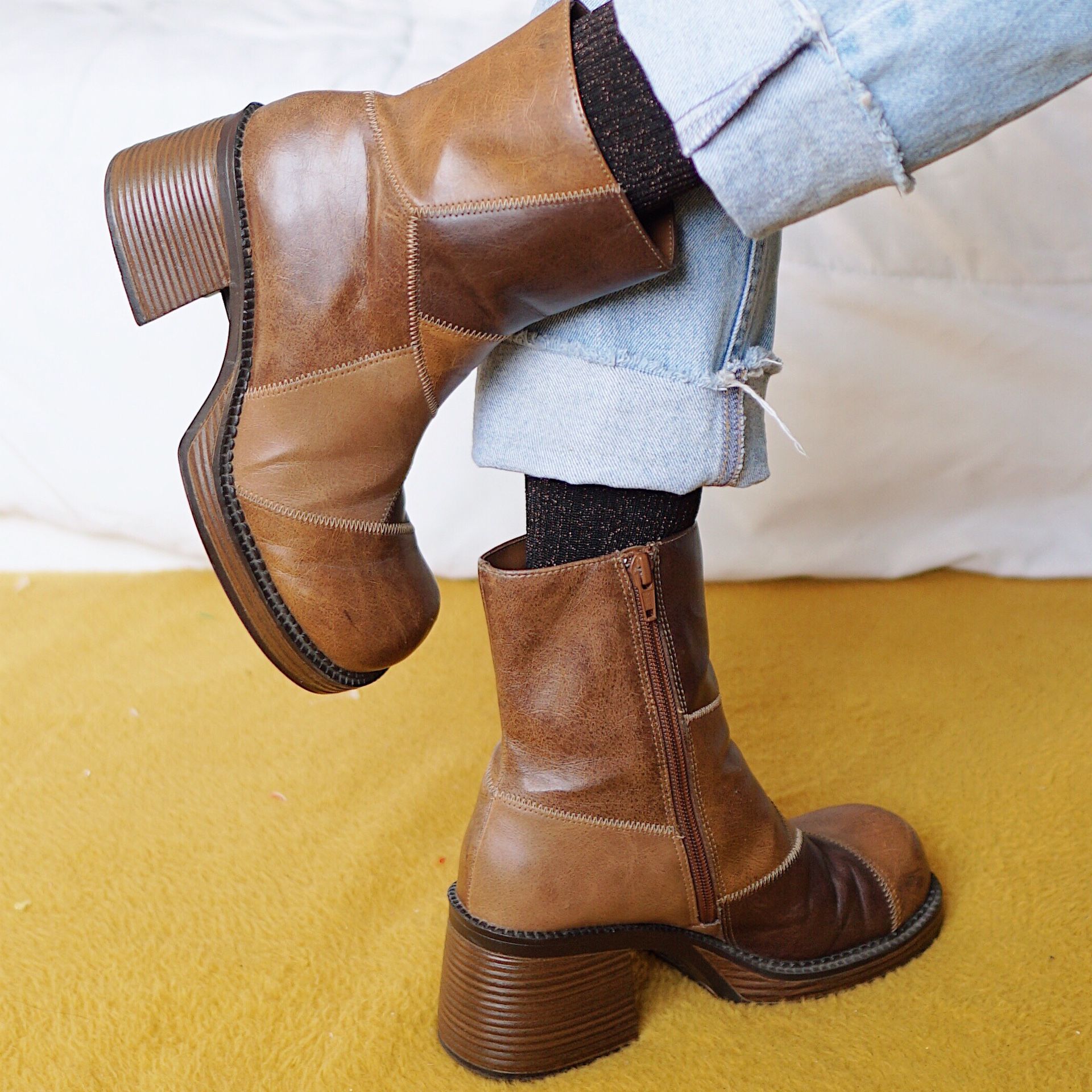 vintage patchwork leather boots for Sale in Westminster, CA - OfferUp