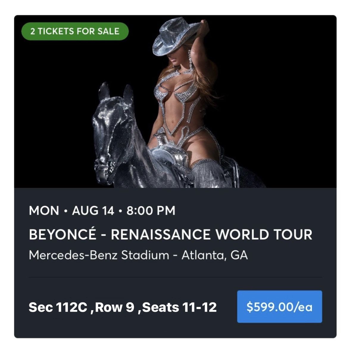 Beyonce Tickets for Sale in Atlanta, GA - OfferUp