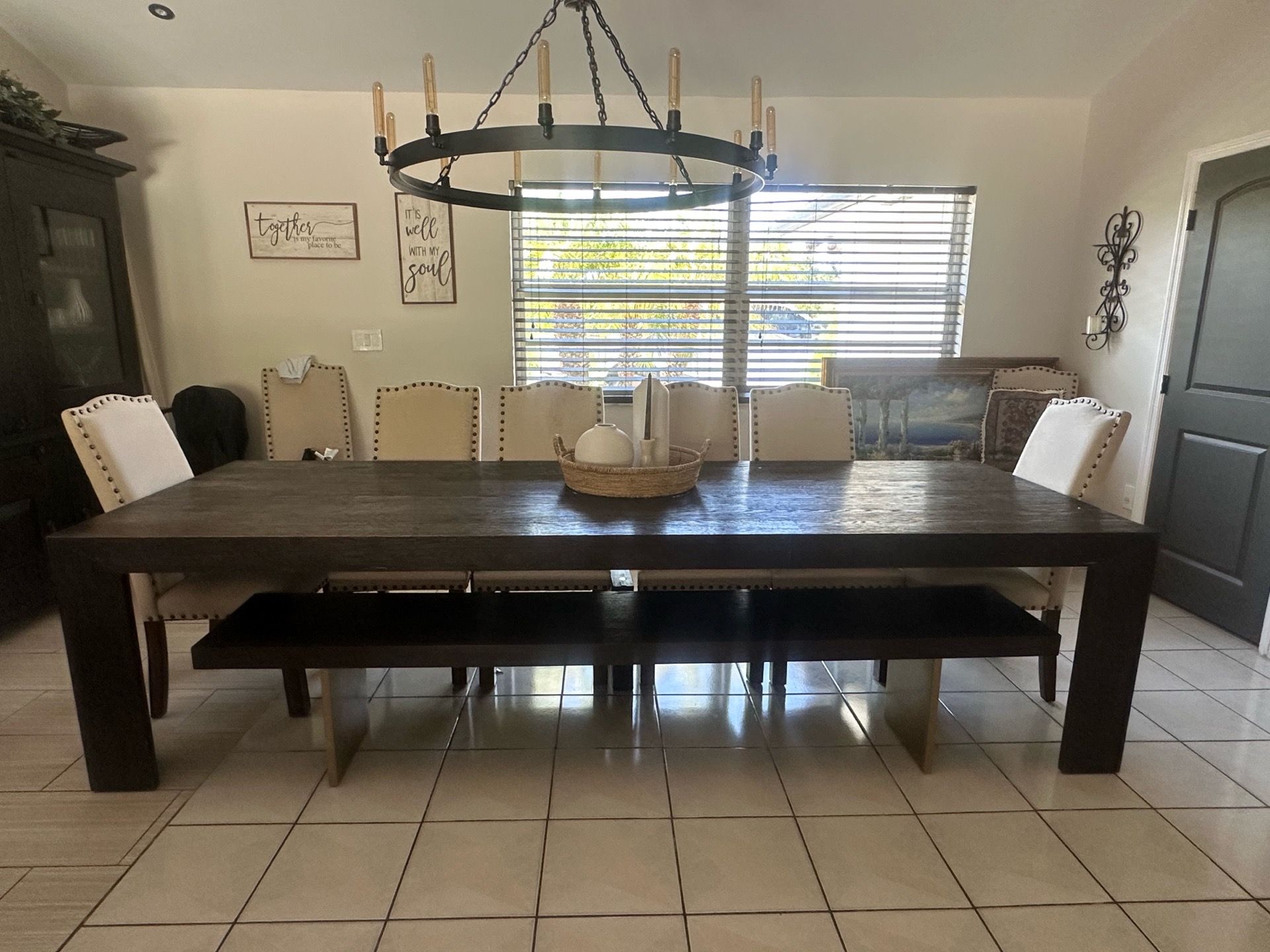 [RH] Restoration Hardware 10ft ParsonsDining Table & channel bench in ...