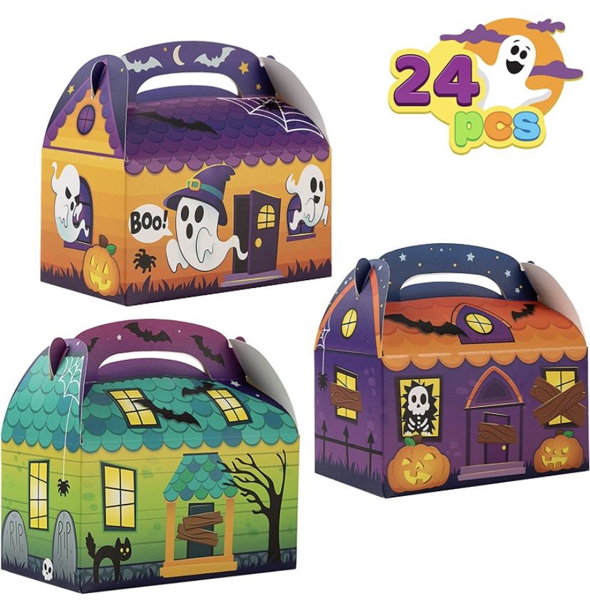 JOYIN 24 PCs 3D Halloween House Cardboard Treat Boxes (6"x6"x3.5 ...