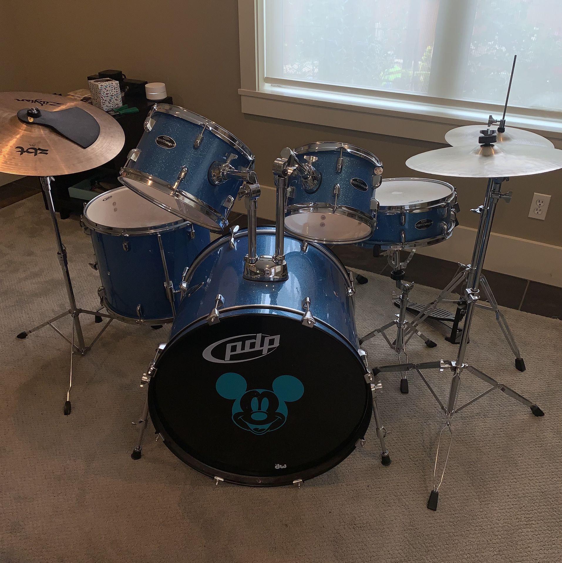 PDP Player 5-piece Complete Junior Drum Set + Extra ride symbol for ...