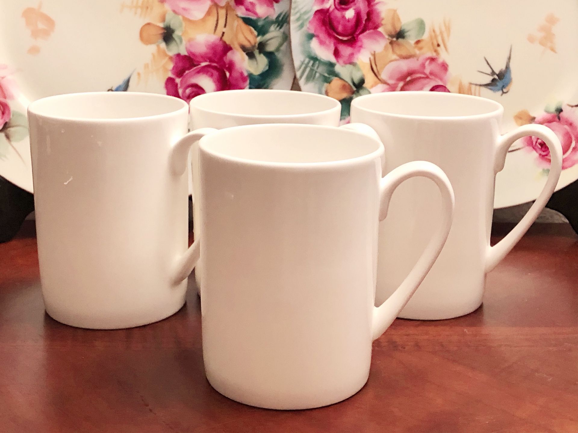 Studio Tu Cascade White Coffee/Tea Mugs Fine Bone China Set of 4 for ...