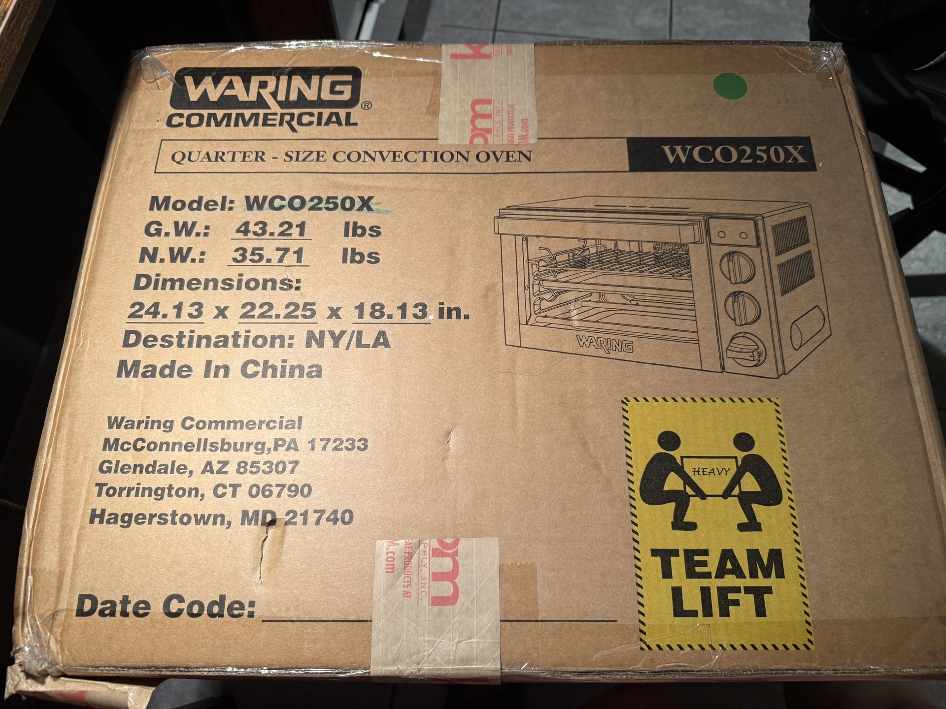 Waring Commercial WCO250X Quarter Size Pan Convection Oven, 120V, 5-15 ...