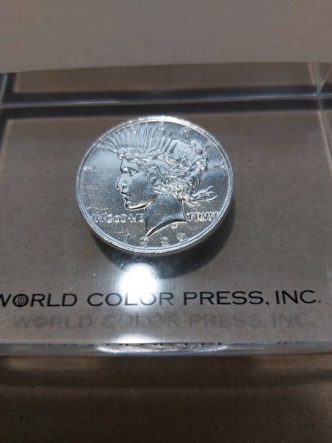 1922 Peace Dollar Lucite Paperweight World Color Press, Inc. for Sale ...