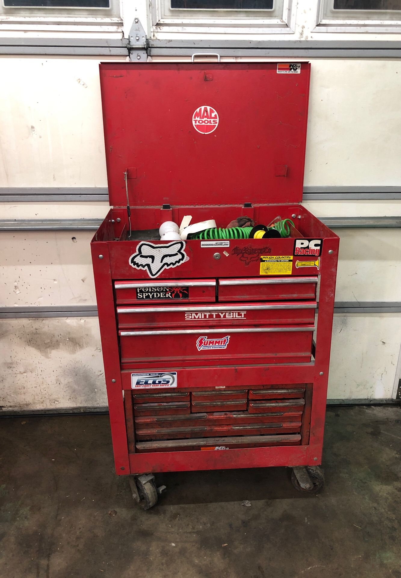 Blue point tool cart with I believe a vintage snap on top box sitting ...