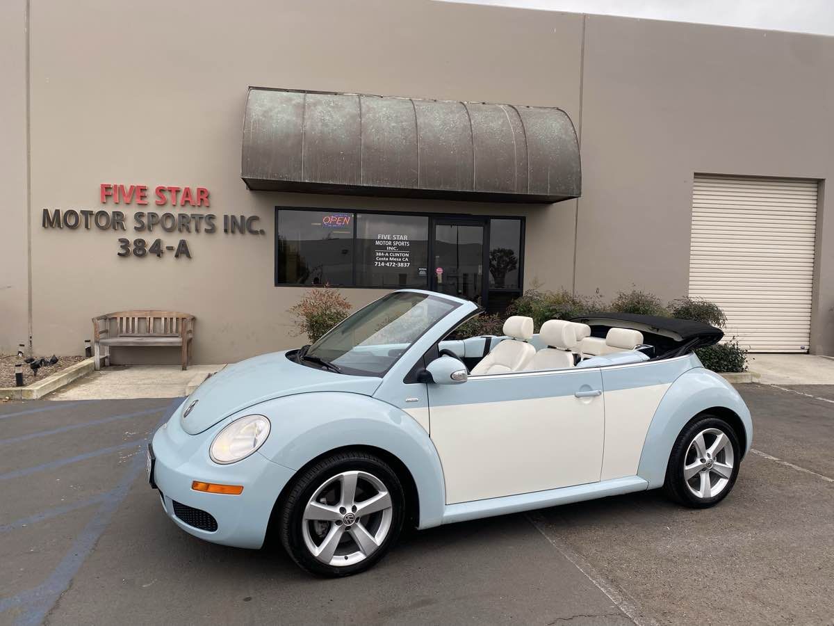 Baby Blue Volkswagen Beetle Convertible