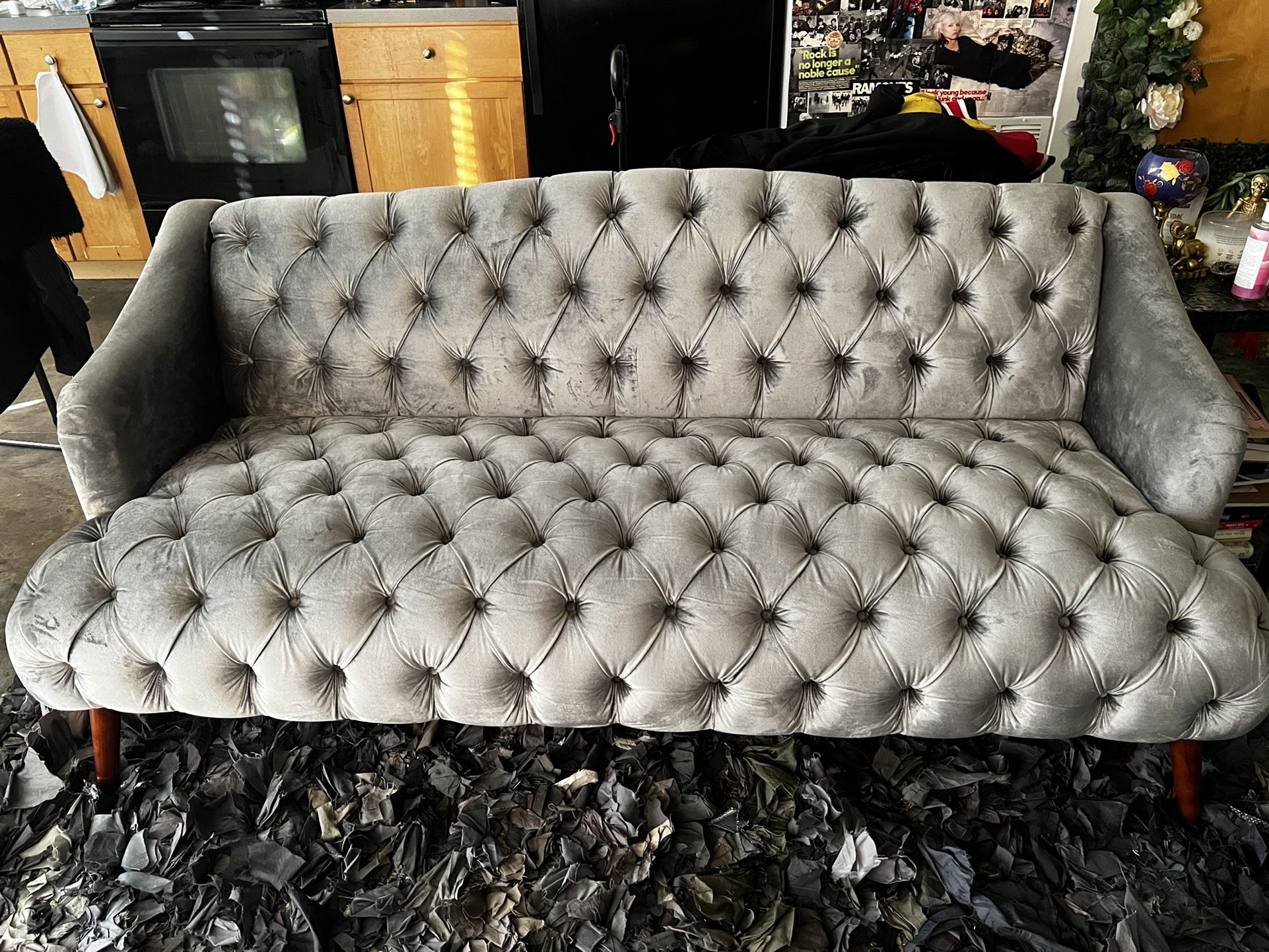 Velvet Grey Studded Couch $250 for Sale in Atlanta, GA - OfferUp