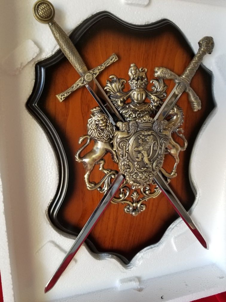 Medieval Knight Armor With Twin Cross Swords Wall Plaq for Sale in ...