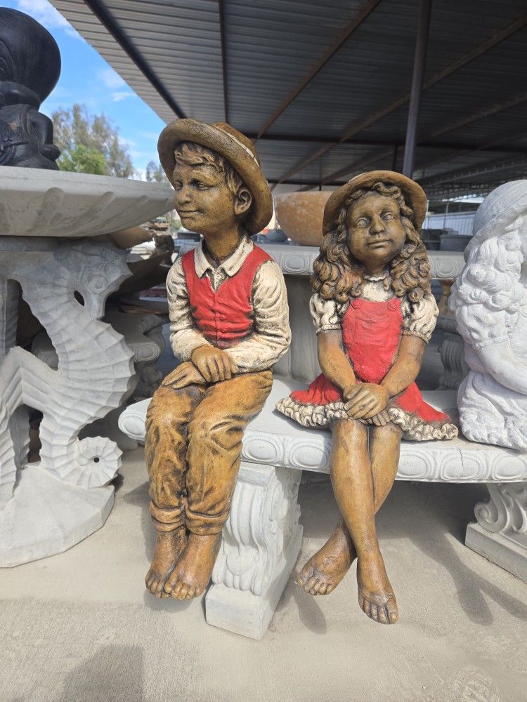 CEMENT PAINTED BOY AND GIRL STATUES $250 A SET 30" INCH TALL for Sale ...