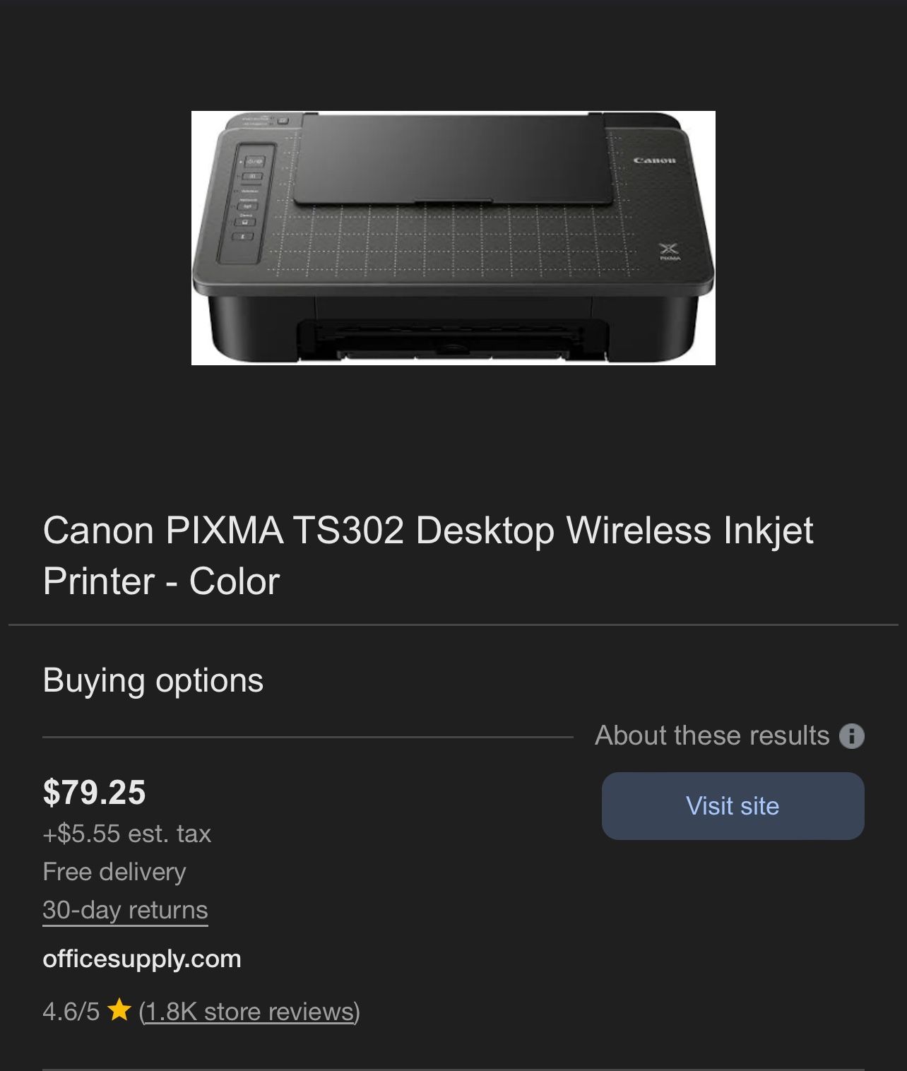 Canon PIXMA TS302 Desktop Wireless inkjet printer - Color for Sale in Hollywood, FL - OfferUp